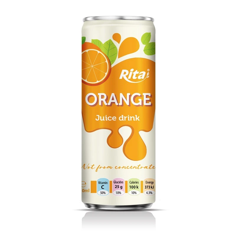 Fruit Juice: Orange Juice Drink 250ml Sleek Can Rita Brand