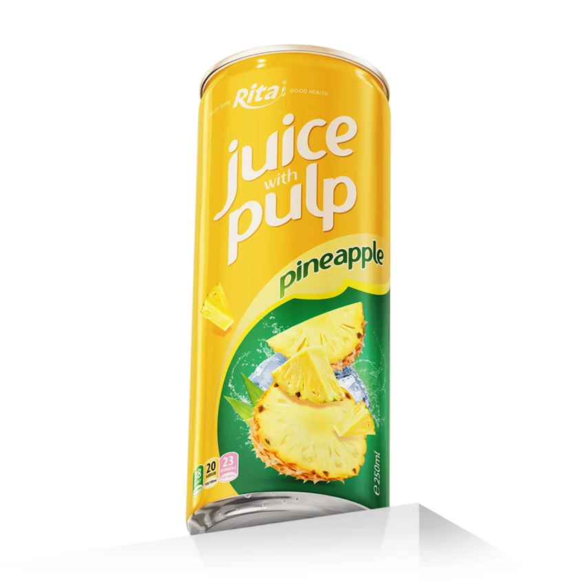 Fruit Juice: Pineapple Juice Drink With Pulp 250ml Slim Can