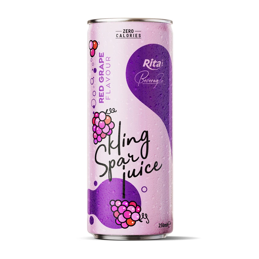 Carbonated Drink: Sparkling Water With Red Grape Flavor 250ml Alu Can