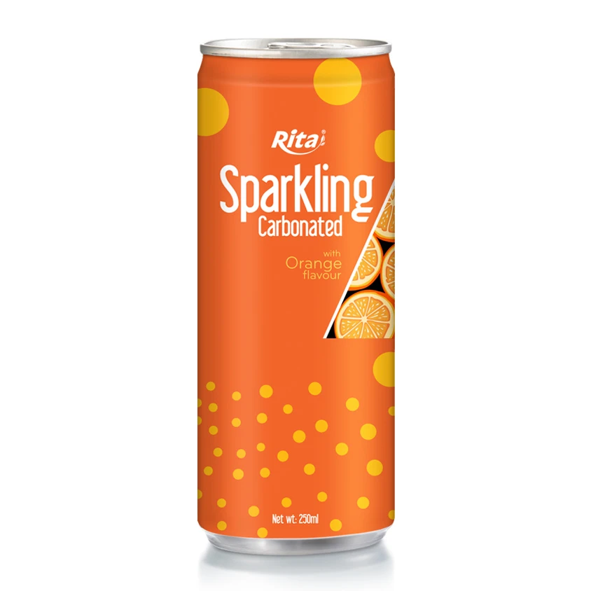 Carbonated Drink: 250ml Alu Can Sparkling Water With Orange Flavor
