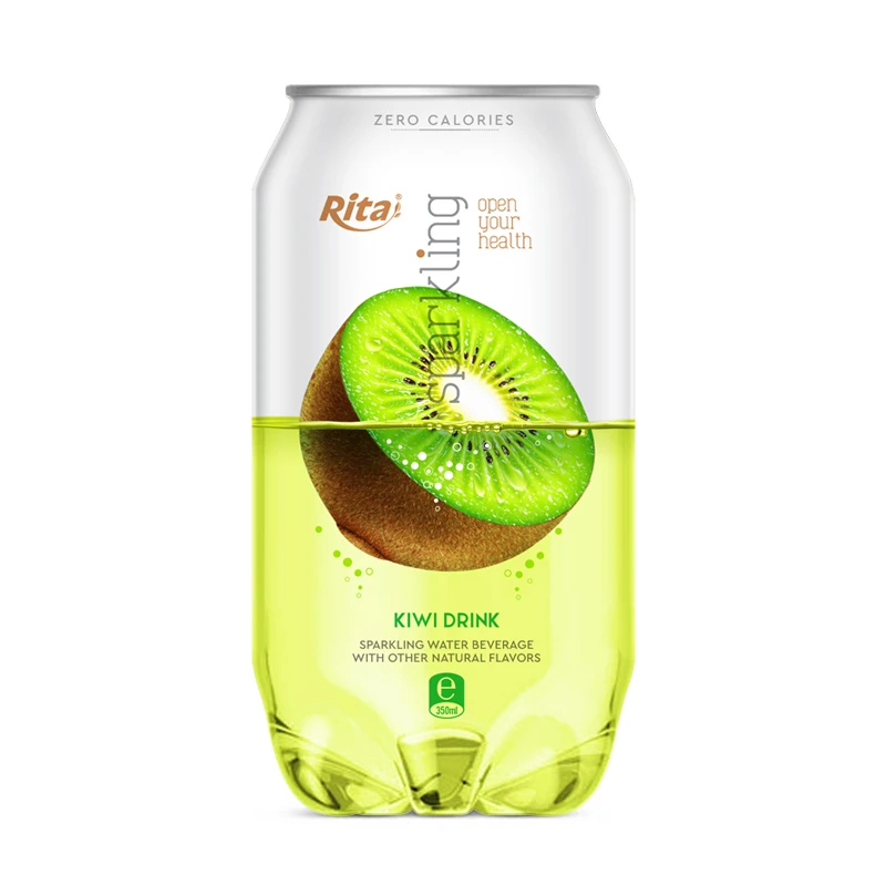 Carbonated Drink: Sparkling Water With Kiwi Flavor 350ml Can Rita Brand