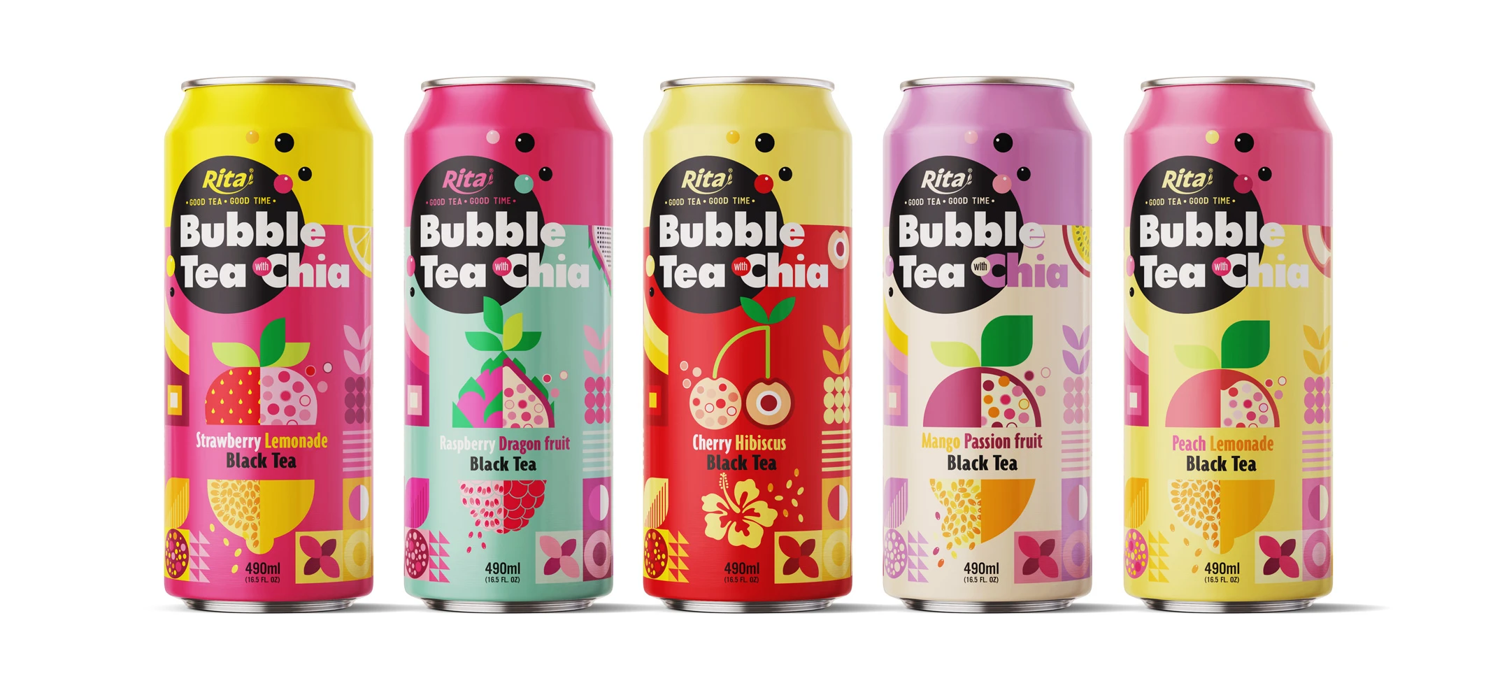 Tea Drink: OEM Bubble Tea Peach Lemonade 490ml Can
